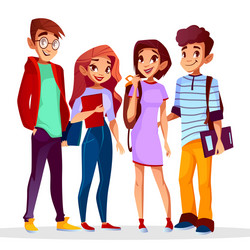 Cartoon guys five best friends student Royalty Free Vector