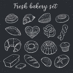 Bread hand drawn set Royalty Free Vector Image