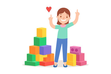 Happy child playing and learning with colorful Vector Image