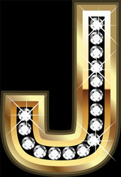 J gold letter with swirly ornaments Royalty Free Vector