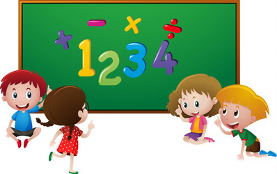 School kids with the blackboard Royalty Free Vector Image