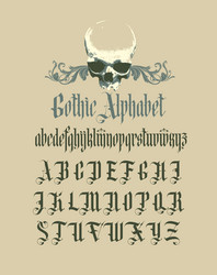 Gothic font full set of capital letters Royalty Free Vector