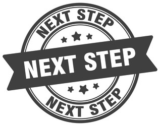 Next step stamp label on transparent Royalty Free Vector