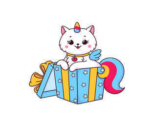 Cartoon cat pushing a box Royalty Free Vector Image