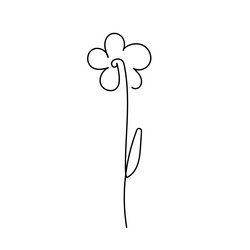 Continuous line simple flower Royalty Free Vector Image