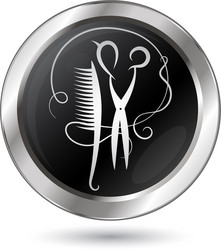 Hairdresser sign with scissors and comb Royalty Free Vector