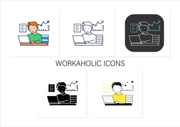 Workaholic icons set Royalty Free Vector Image