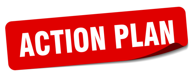 Action plan sticker action plan label Royalty Free Vector