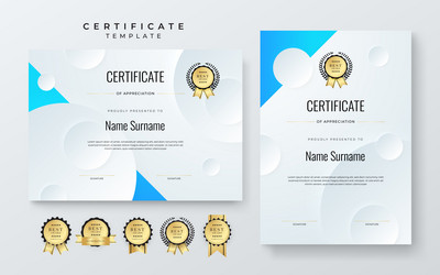 Blue and white award certificate template fancy Vector Image