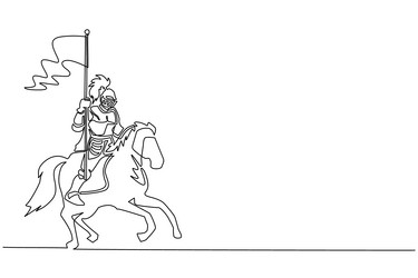 Single continuous line drawing medieval knight Vector Image