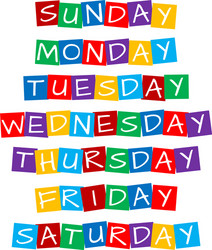 Friday text in colorful rotated squares Royalty Free Vector
