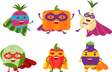 Cute animated vegetables in different poses Vector Image