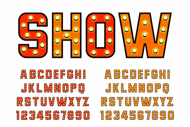 Broadway lights retro style light bulb font Vector Image