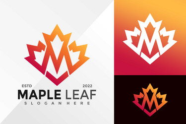 Letter m maple leaf canadian initials logo Vector Image