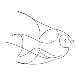 One line fish design silhouette logo hand Vector Image