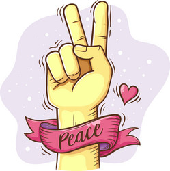 Peace hand sign with ribbon Royalty Free Vector Image