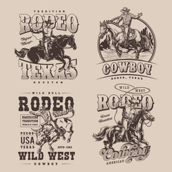 Cowboy rodeo vintage flyer monochrome Royalty Free Vector