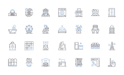 Navigation bar line icons collection menu tabs Vector Image