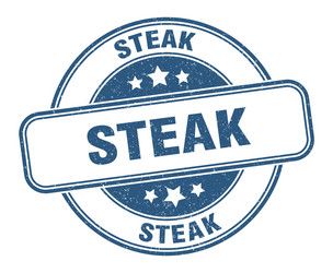 Steak stamp label round grunge sign Royalty Free Vector