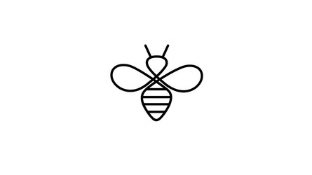 Monoline bee line outline art logo Royalty Free Vector Image
