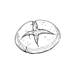 Challah bread outline hand drawn Royalty Free Vector Image