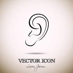 Human ear symbol isolated on blue background Vector Image