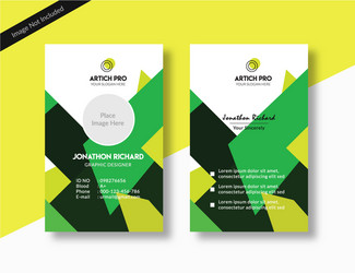 Creative id card template with abstract green Vector Image