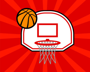 Cartoon basketball and net Royalty Free Vector Image