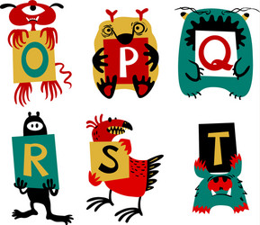 Kids alphabet with cute colorful monsters Vector Image