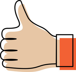 Blue watercolor silhouette of left hand thumb up Vector Image