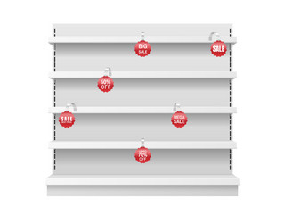 White empty store shelf retail rack Royalty Free Vector