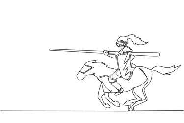 Continuous one line drawing medieval knight Vector Image
