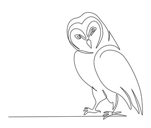 Continuous one line drawing of owl bird simple Vector Image