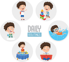 Kid daily routine activities Royalty Free Vector Image