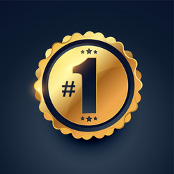 Number one achievement golden label with crown Vector Image