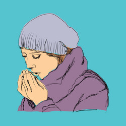 Hand drawn of cold expression Royalty Free Vector Image