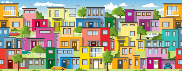 Three modern colorful houses Royalty Free Vector Image