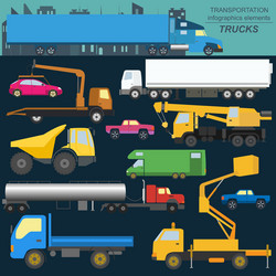 Cargo transportation infographics trucks lorry Vector Image