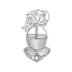 Single continuous line drawing medieval knight Vector Image