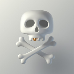 Human skull with golden tooth and crossbones Vector Image