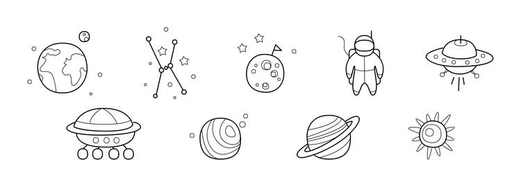 Outer space and universe icon in outline style Vector Image