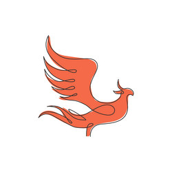 One continuous line drawing elegant phoenix Vector Image