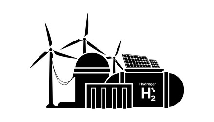 Hydrogen production and delivery icons Royalty Free Vector