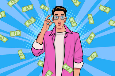 Surprise business man successful and shocking Vector Image