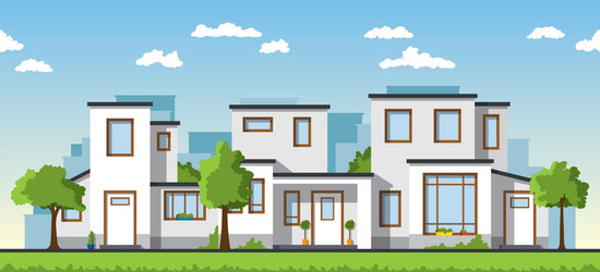 Three modern colorful houses Royalty Free Vector Image