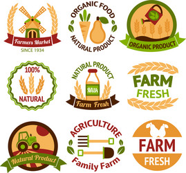 Farming harvesting and agriculture stickers Vector Image