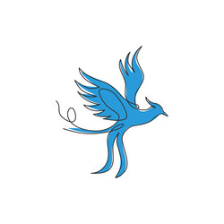 One continuous line drawing elegant phoenix Vector Image