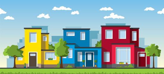 Three modern colorful houses Royalty Free Vector Image