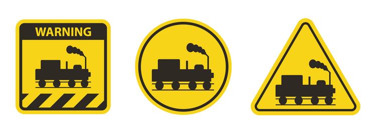 Caution beware of trains symbol sign isolate Vector Image