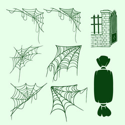 Halloween spider web set cobweb decoration Vector Image